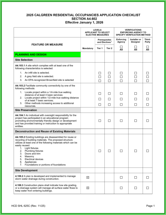 2025 HCD CalGreen Checklist is Here! - CalGreen Energy Services